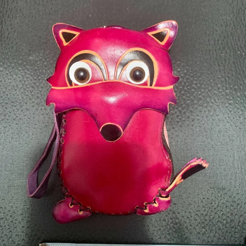 Handmade | Bags | Handmade Pink Leather Fox Coin Purse Cute Animal ...